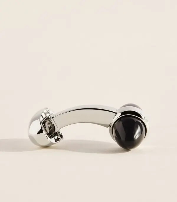 BABETTE WASSERMAN LONDON Rhodium-plated Onyx Sleek Bullet Cufflinks