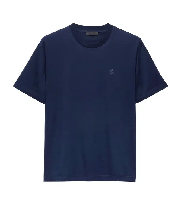 Prada Cotton Crest Logo T-shirt - Blue
