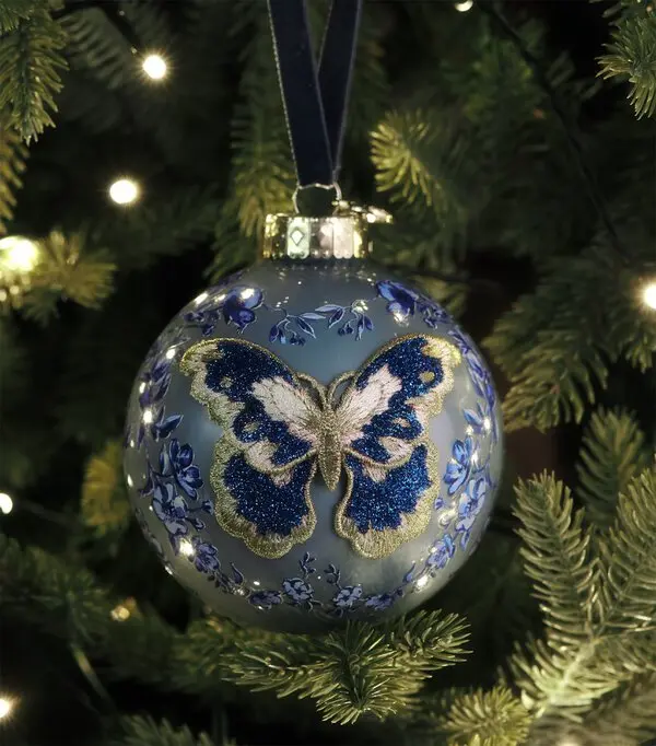 Harrods Toile Butterfly-embellished Bauble