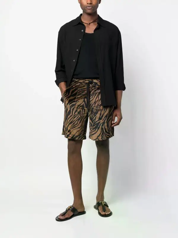TOM FORD Zebra-print Cotton Shorts - Brown