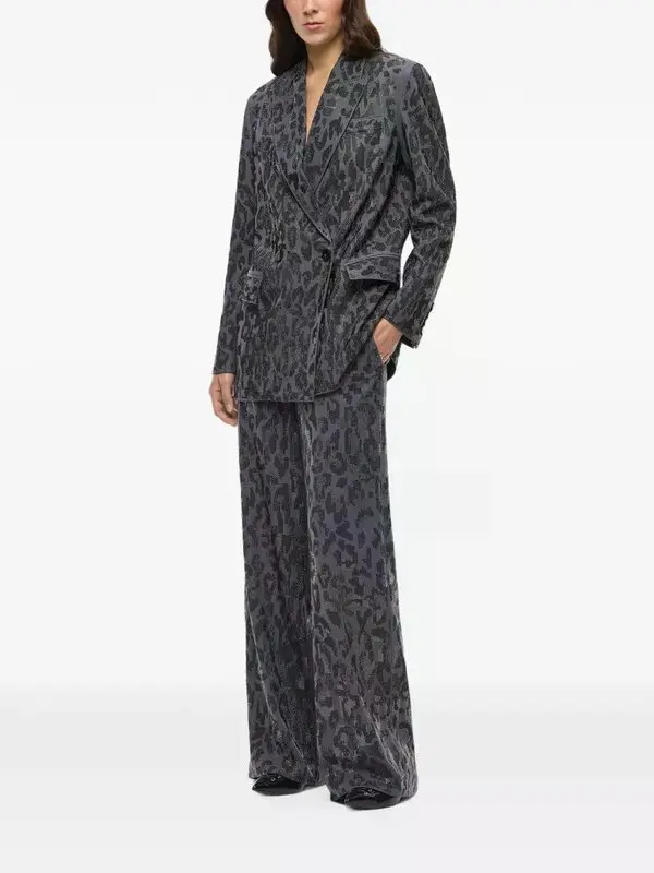 Pinko Wide-leg Animal Print Trousers With Micro-strass Embellishment