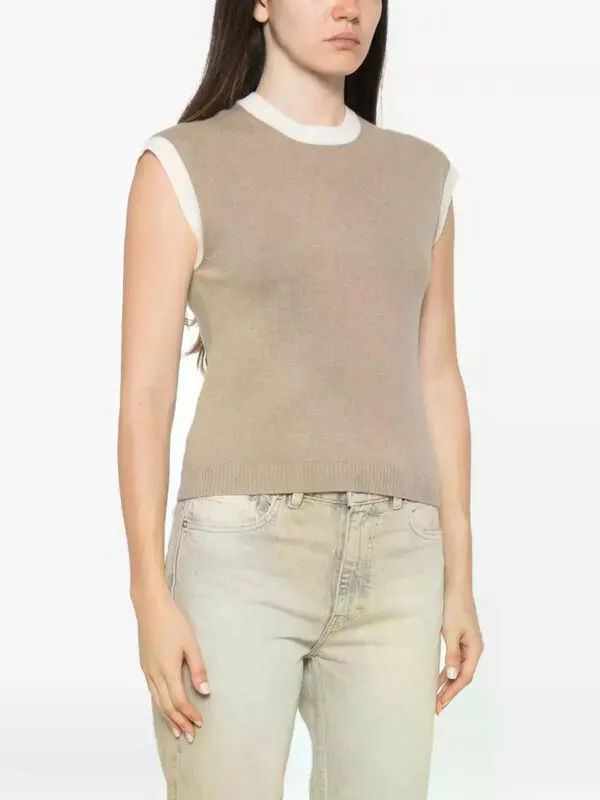 Eric Bompard Contrast Trim Cashmere Vest - Neutrals