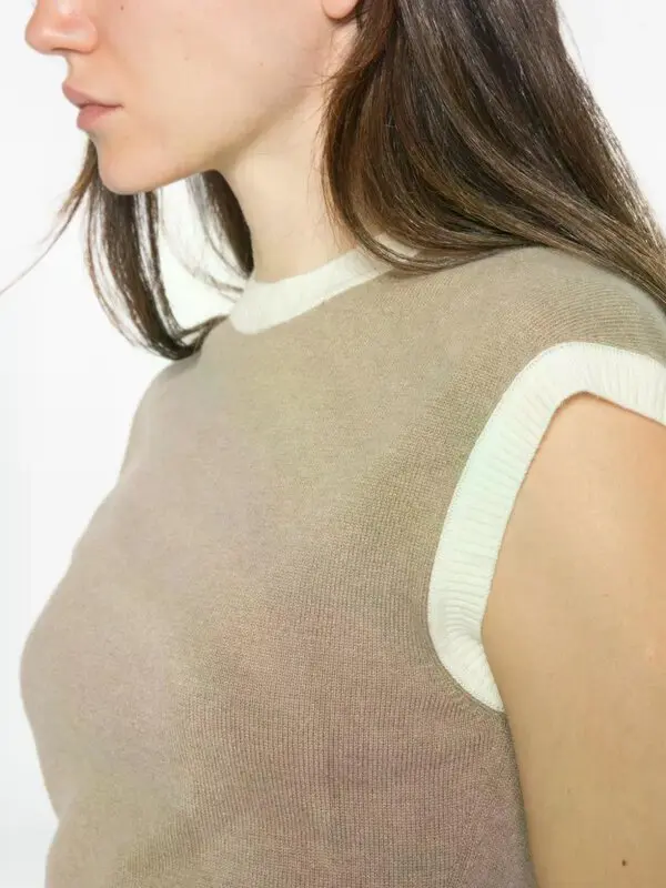 Eric Bompard Contrast Trim Cashmere Vest - Neutrals
