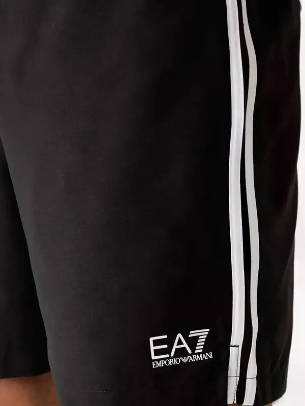 EA7 Logo-print Stripe-detail Shorts