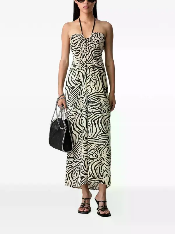 VICOLO Zebra-print Halterneck Maxi Dress