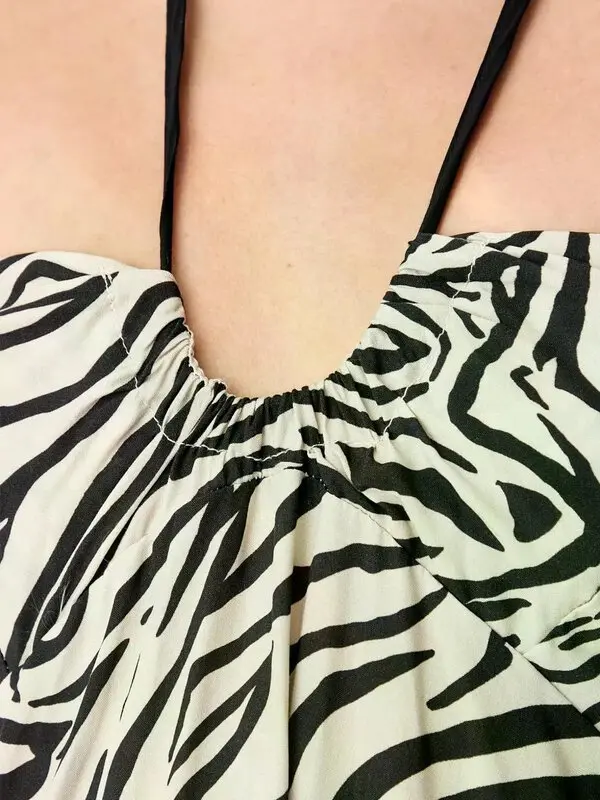 VICOLO Zebra-print Halterneck Maxi Dress
