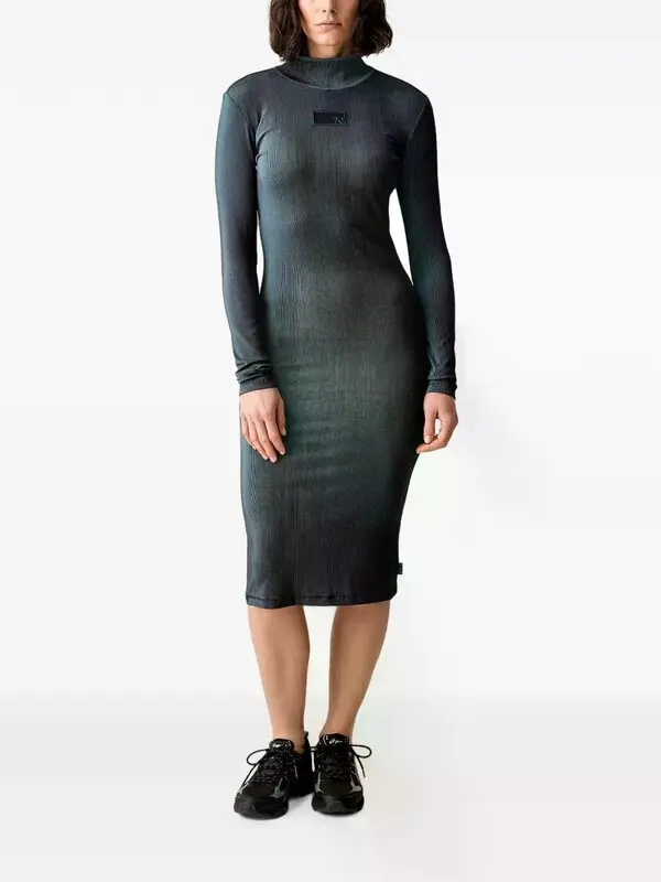 EA7 Ribbed Logo-patch Midi Dress - Blue