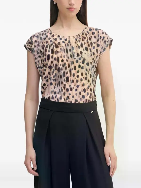 Joseph Ribkoff Leopard-print Plissé Top - Neutrals