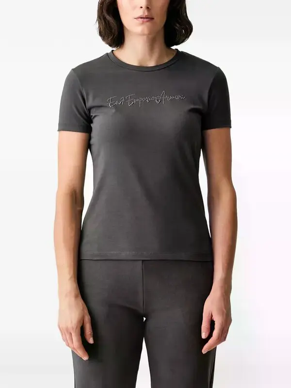 EA7 Rhinestone-embellished Logo-print T-shirt - Grey