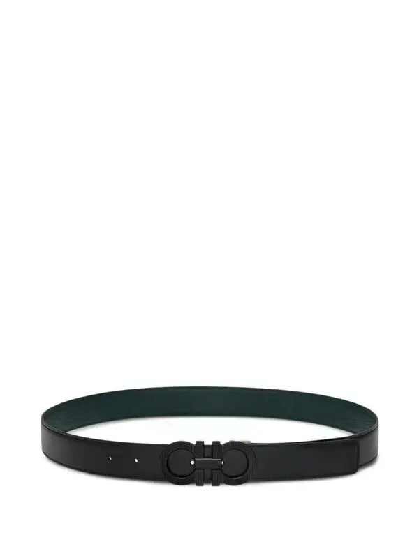 FERRAGAMO Reversible Knurled Gancini Belt - Black