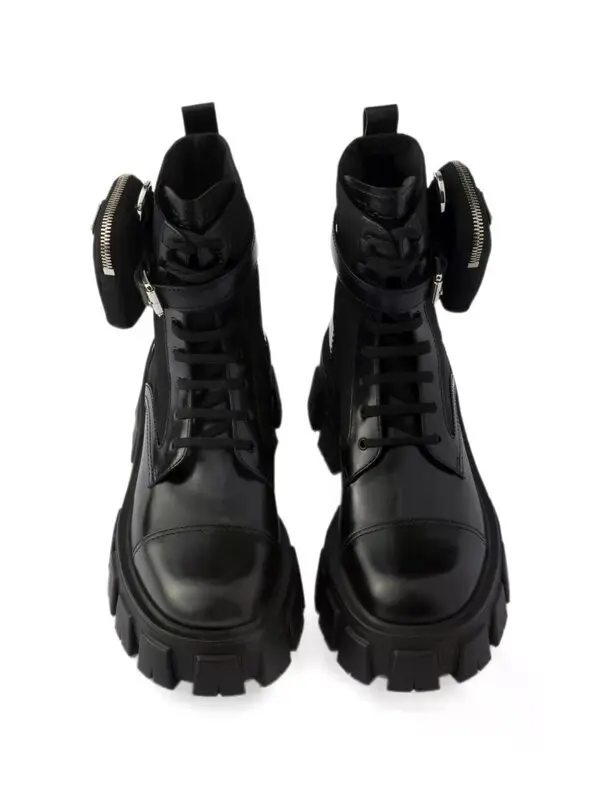 Prada Monolith Leather And Re-nylon Boots With Pouch
