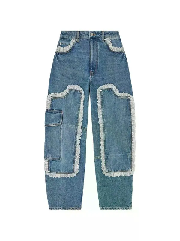 GANNI Audri Lace-trim Jeans - Blue