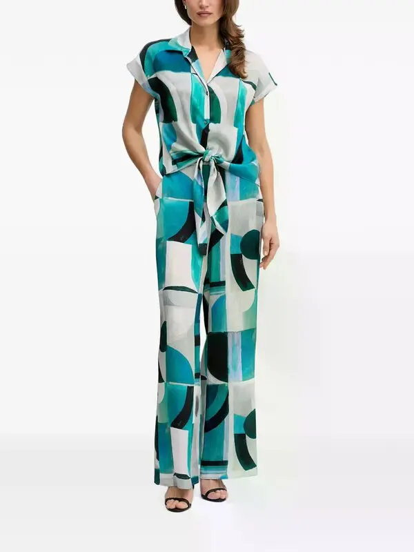 Joseph Ribkoff Abstract-print Tie-front Top