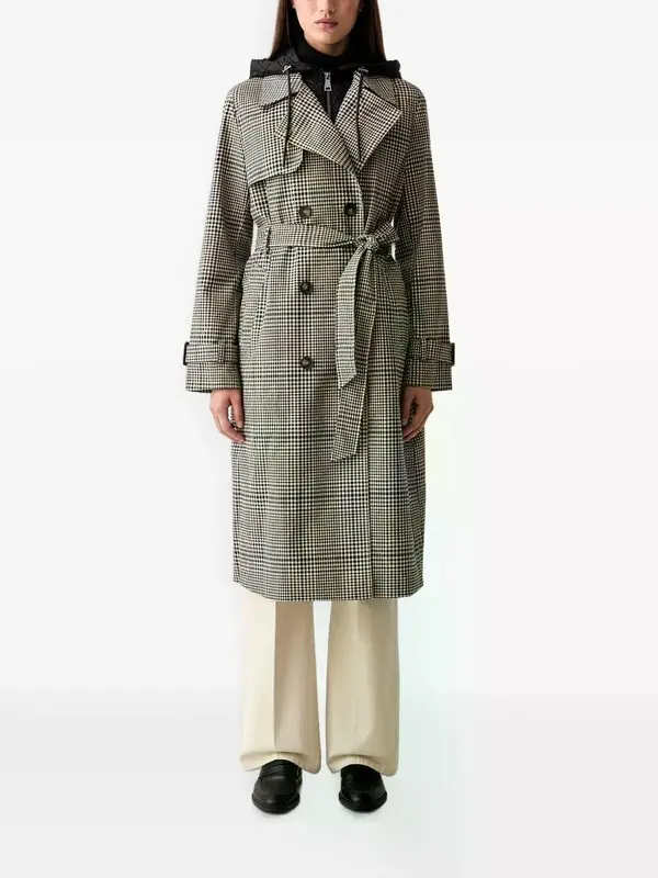 Dkny Gingham-pattern Hooded Trench Coat