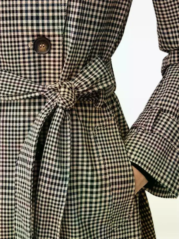 Dkny Gingham-pattern Hooded Trench Coat