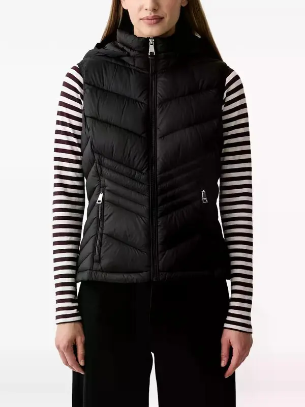 Dkny Quilted Hooded Gilet - Black