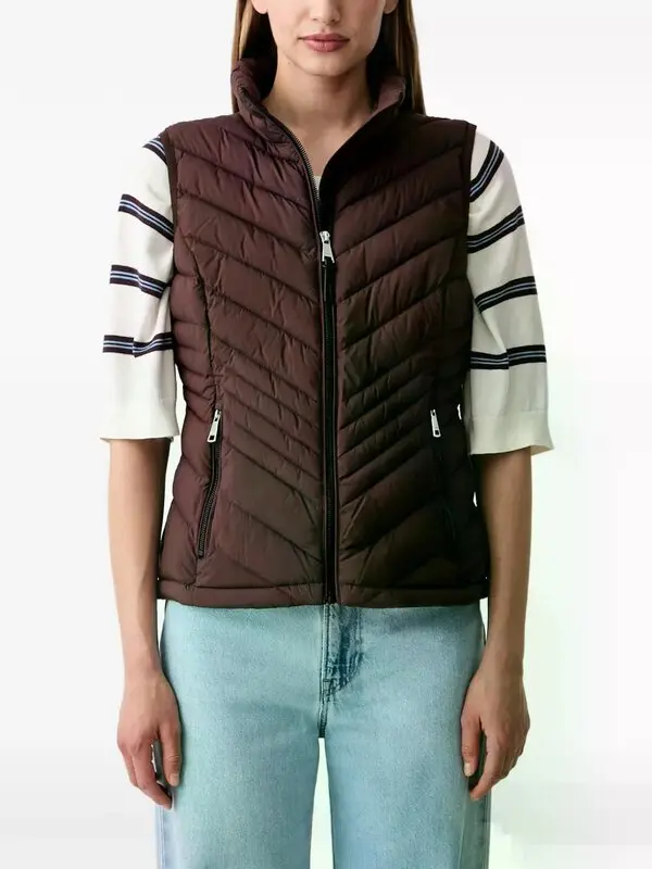 Dkny Quilted Gilet - Brown