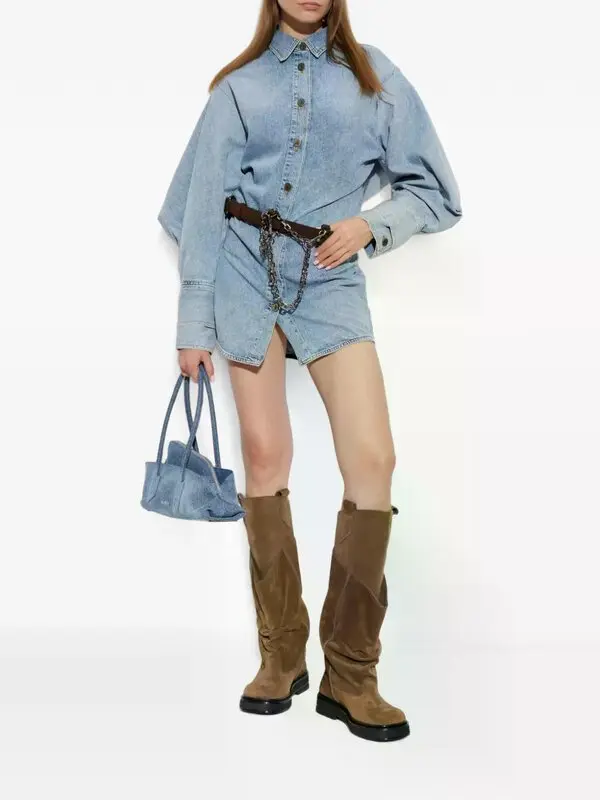 Attico Draped Denim Dress - Blue