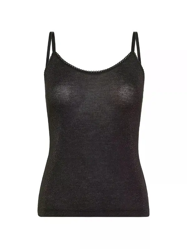 Momoni Airelle Lurex-jersey Top - Black