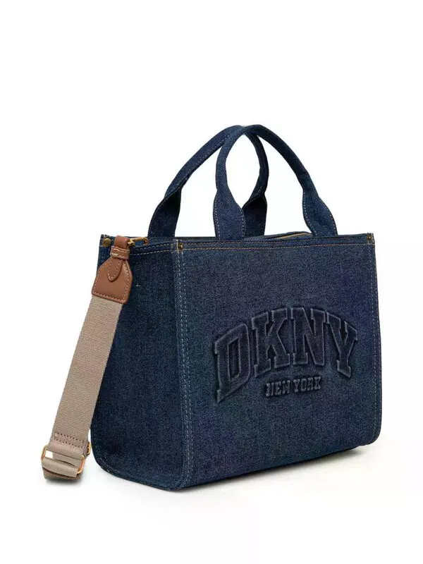 Dkny Logo-embossed Denim Tote Bag - Blue