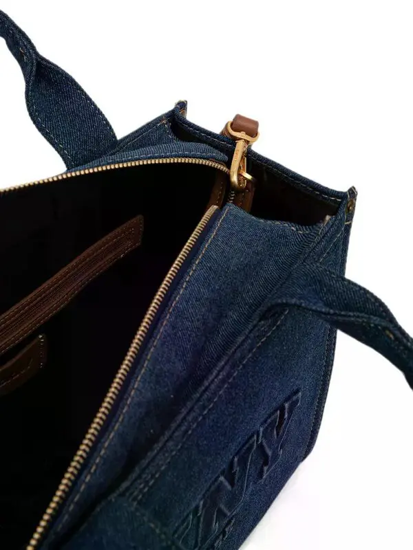 Dkny Logo-embossed Denim Tote Bag - Blue