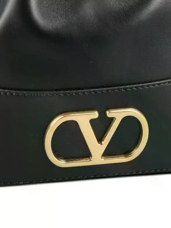 Valentino Garavani Vlogo Signature Leather Bucket Bag - Black