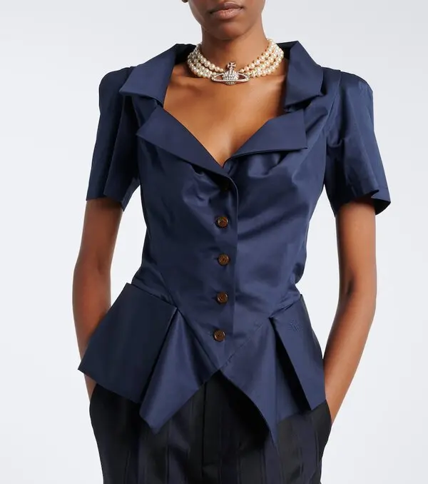 VIVIENNE WESTWOOD Navy Cotton Button-front Top - Blue