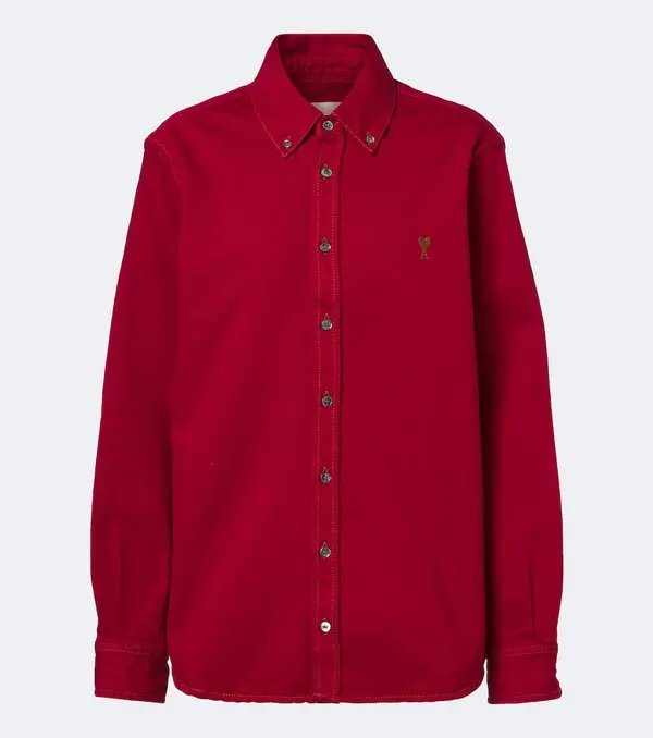 AMI Paris De Cour Cotton Twill Shirt - Red
