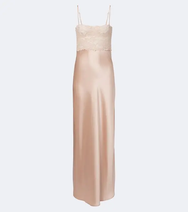 AYA MUSE Myra Lace And Satin Gown - Beige