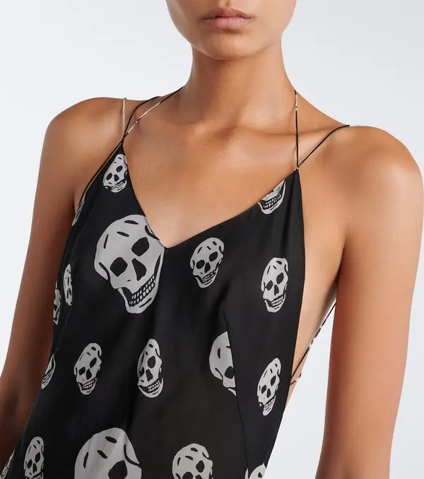 Alexander McQueen Skull Silk Chiffon Maxi Dress