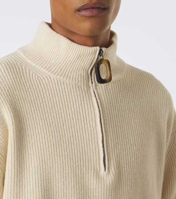 JW Anderson Ribbed Knit Wool And Cotton Sweater - Beige