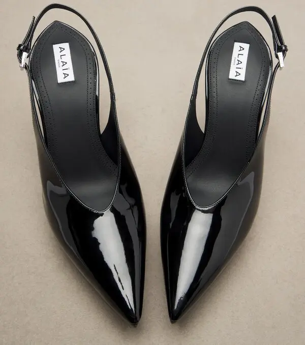 Alaïa Patent Leather Wedge Slingback Clogs