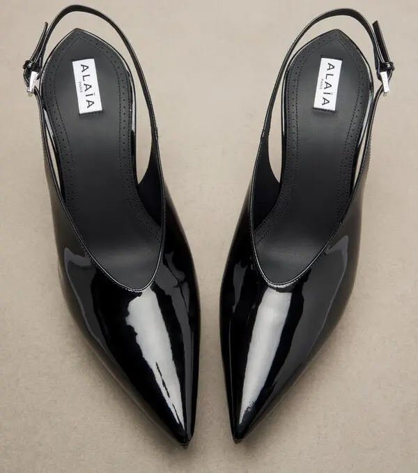 Alaïa Patent Leather Wedge Slingback Clogs