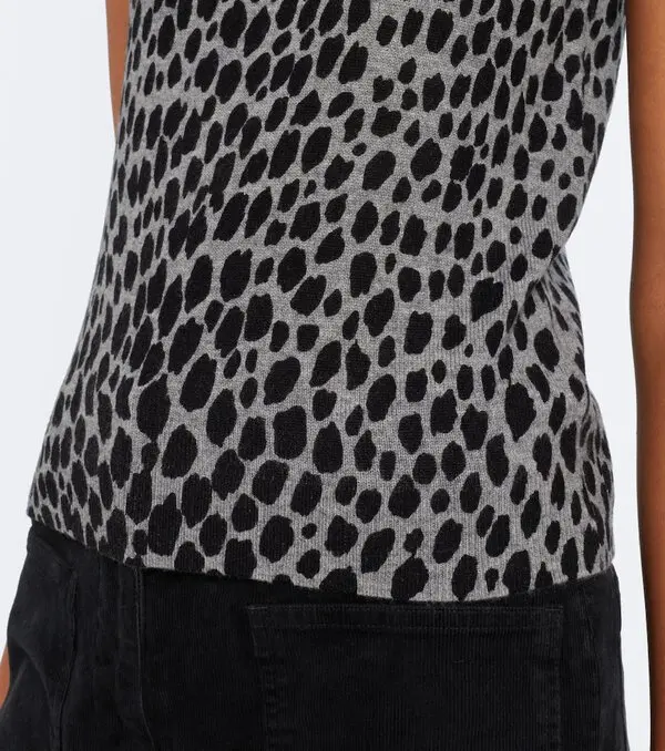 NILI LOTAN Nessa Leopard-print Cashmere Top