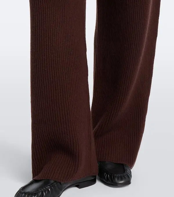 Sportmax Ribbed-knit Wool And Cashmere Wide-leg Trousers