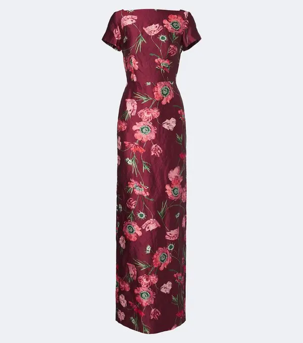 Erdem Floral Satin Gown - Red