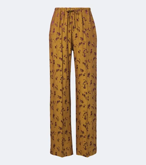 Dries Van Noten Floral Wide-leg Pants - Yellow