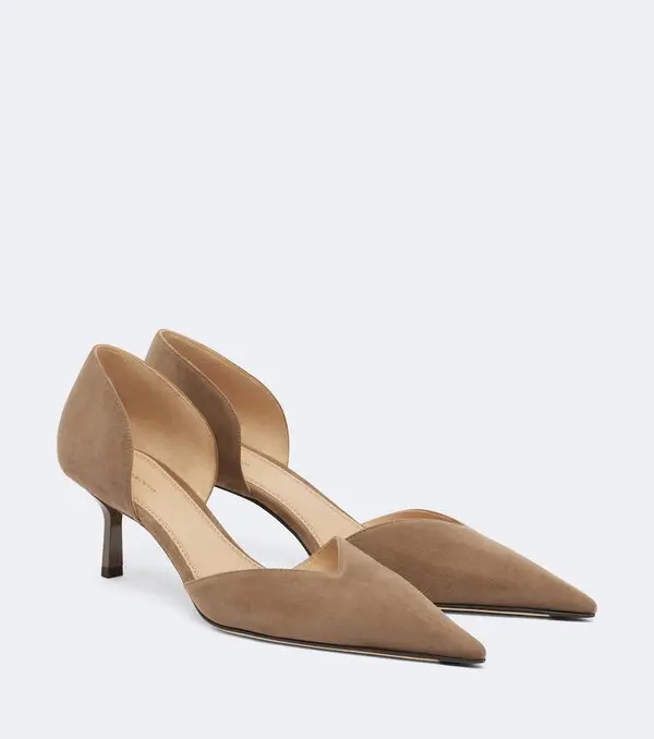 Victoria Beckham Angle D'orsay Suede Pumps - Brown