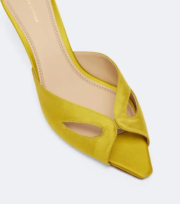 Victoria Beckham Harlow Satin Mules Chartreuse