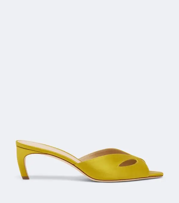 Victoria Beckham Harlow Satin Mules Chartreuse