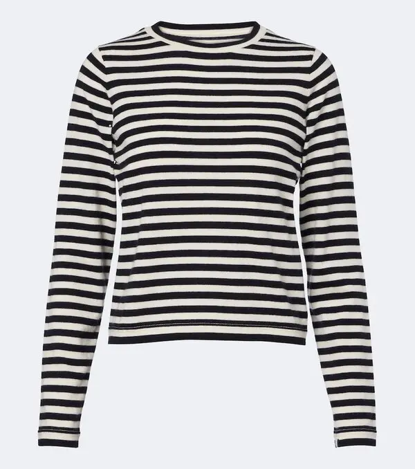 Extreme Cashmere N°451 Lisa Striped Cotton And Cashmere Top - Blue