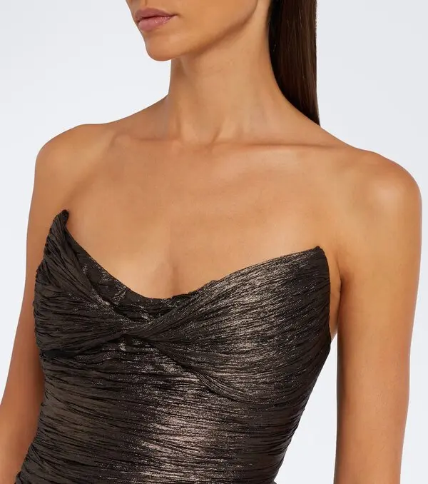 MARIA LUCIA HOHAN Heidi Metallic Silk Corset Gown