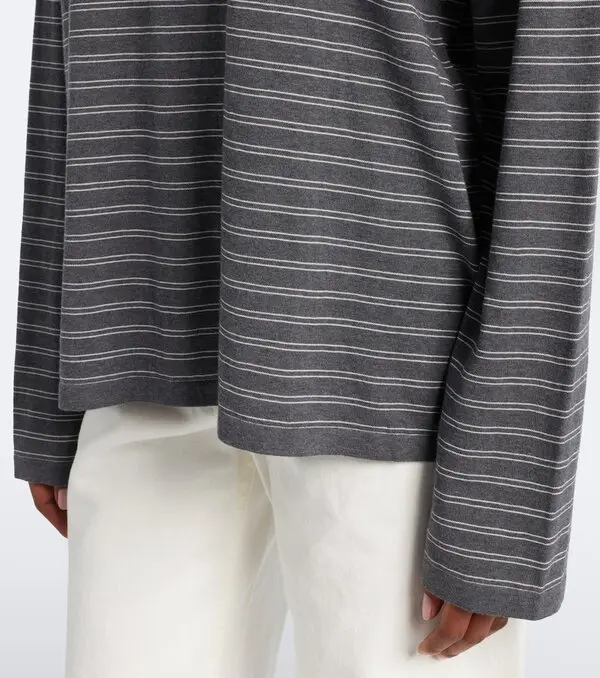 NILI LOTAN Striped Cotton Jersey Polo Shirt