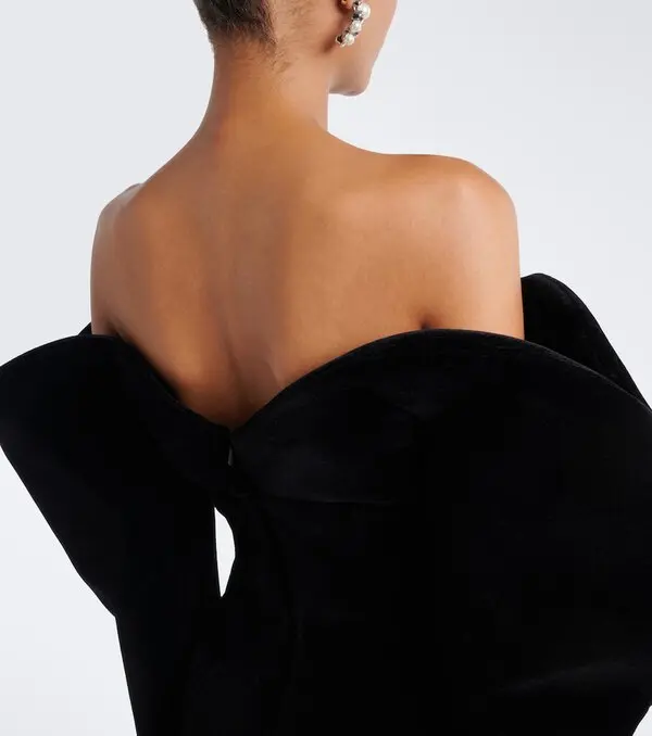 David Koma Off-shoulder Velvet Mini Dress