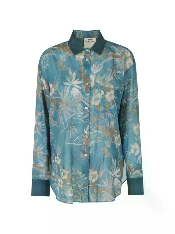 FORTE_FORTE Le Bambou Secret Floral-print Shirt - Blue