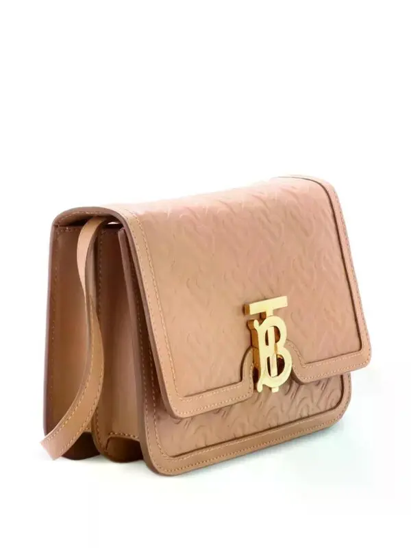Burberry Tb Flap Bag Monogram Embossed Leather Small Shoulder Bag