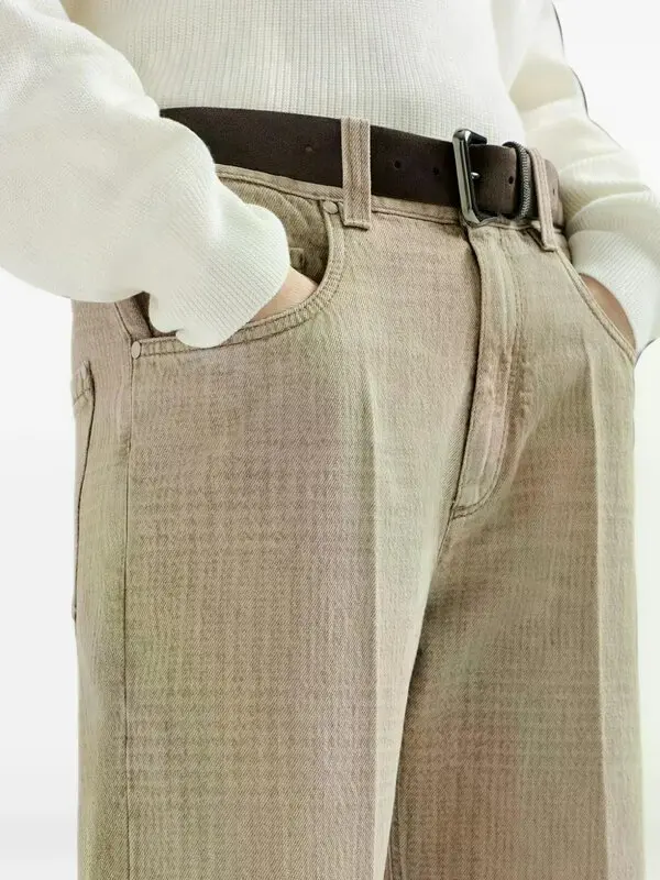Brunello Cucinelli Prince Of Wales Denim Contemporary Square Trousers - Neutrals