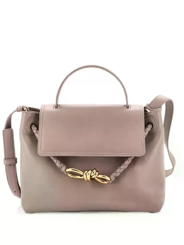 Bottega Veneta Ciao Ciao Top Handle Bag Leather With Intrecciato Detail Small Satchel - Grey