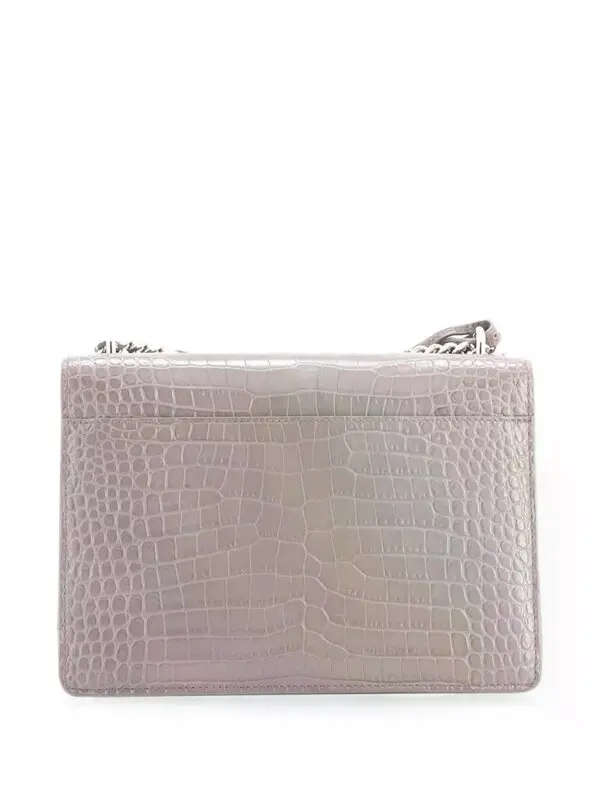 Saint Laurent Sunset Crocodile Embossed Leather Medium Crossbody Bag - Grey