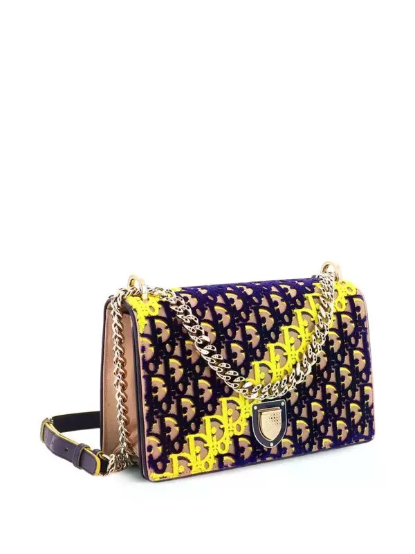 Dior Diorama Flap Bag Oblique Velvet And Canvas Medium Shoulder Bag
